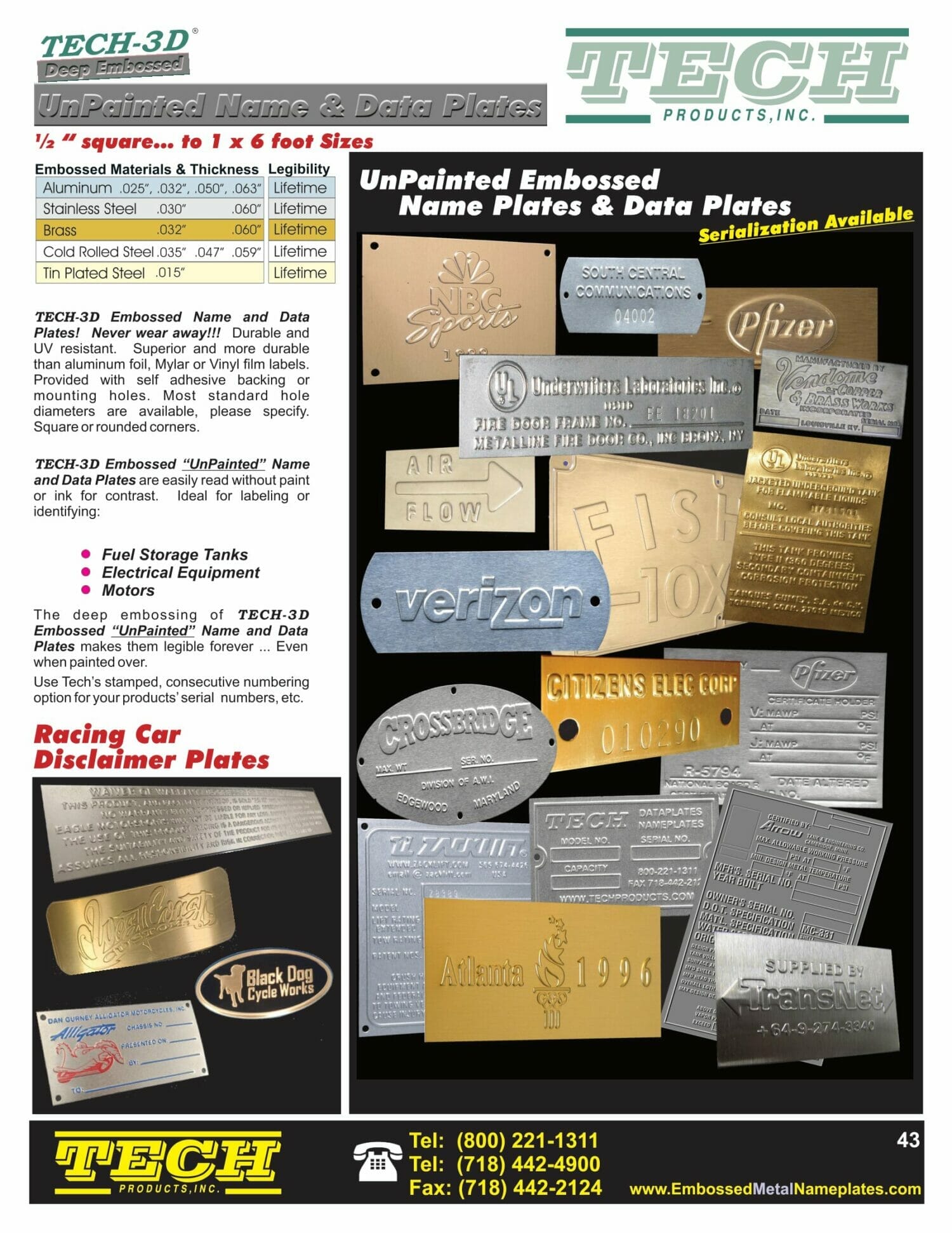 Metal Metal Tank Identification Plates | Tech Products